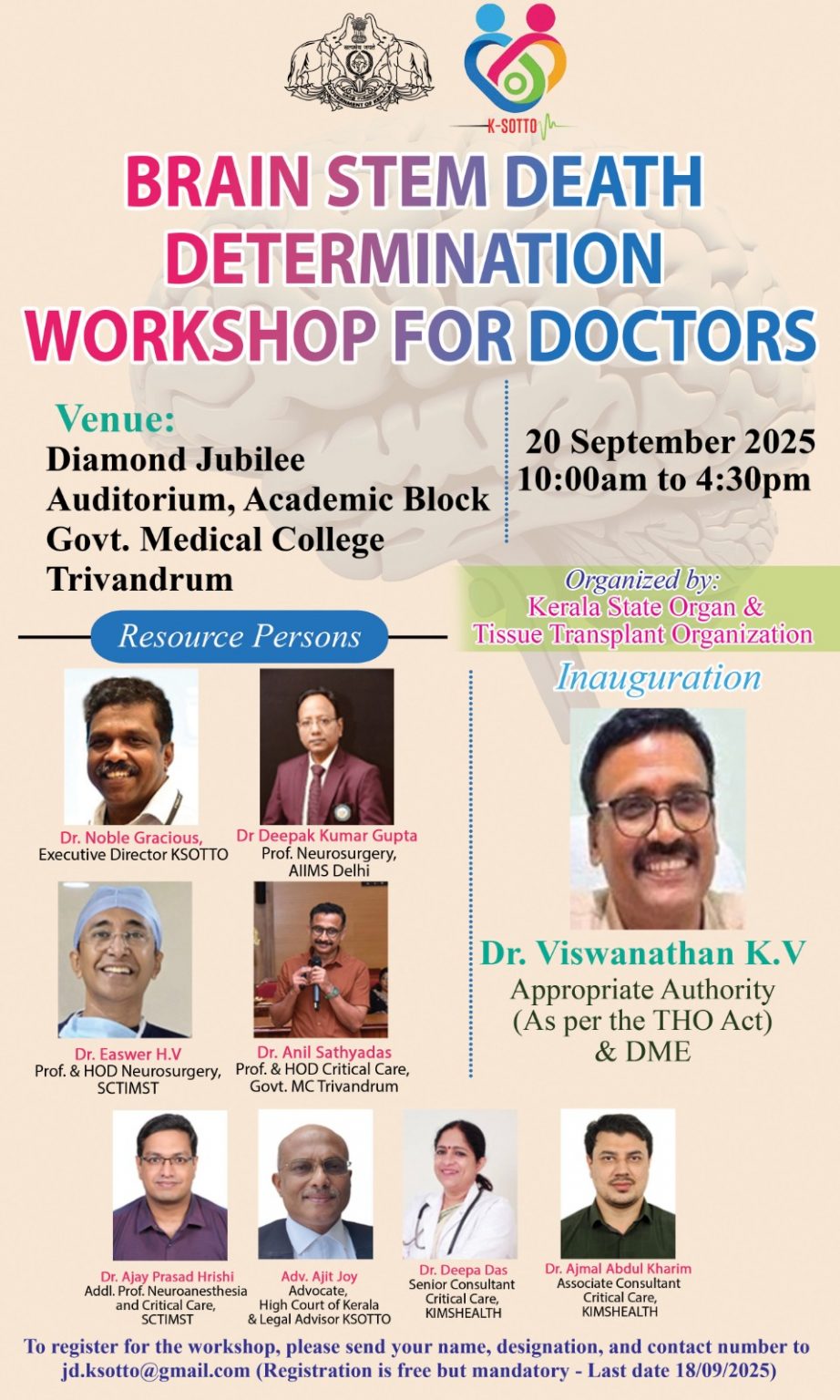 Brain Stem Death Determination Workshop for Doctors on 20-09-2025 - K-SOTTO